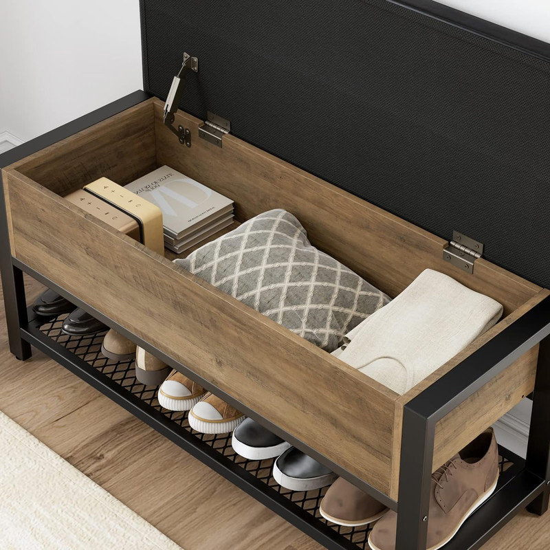 Storage Bench Entryway Shoe Bench with Flip Open Storage Box and Padded Seat for Bedroom Hallway 17 Stories